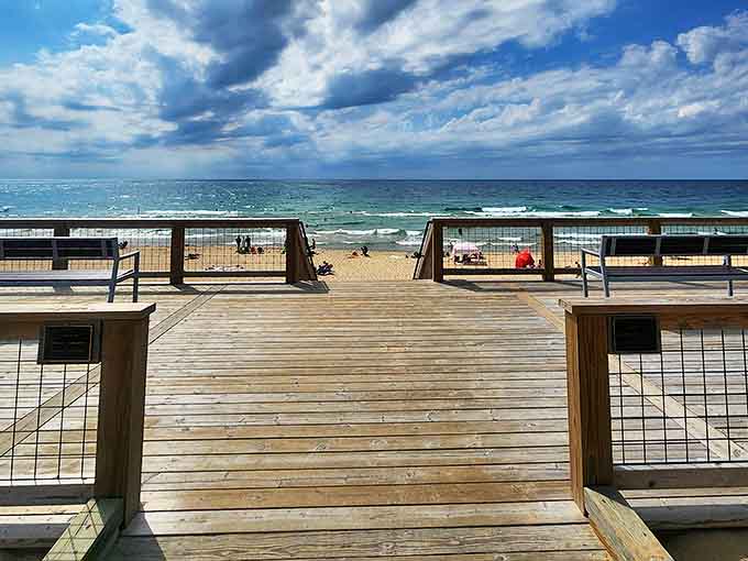 The viewing deck offers front-row seats to nature's greatest show, where Lake Michigan stretches endlessly toward tomorrow's possibilities.