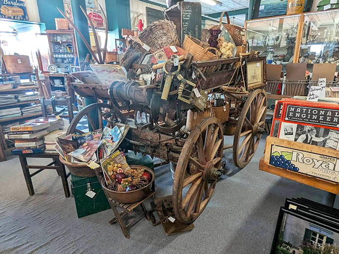 This weathered wagon has hauled everything from hay to hopes and dreams, and now it's ready to haul your imagination back in time.