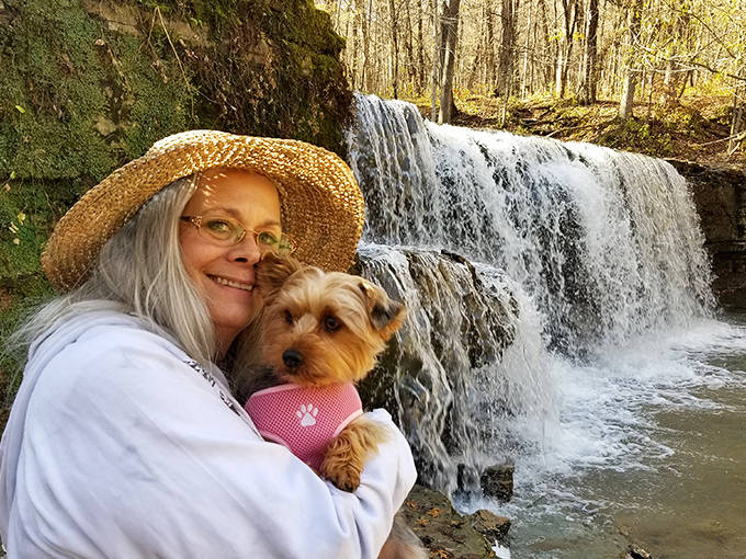 The joy of discovery captured perfectly &ndash; nothing says "I found something magical" like a selfie with your four-legged hiking buddy.
