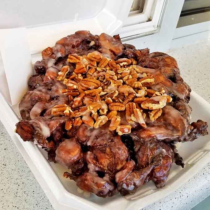 Award-winning for good reason, this apple fritter combines crispy edges, soft interior, and chunks of real apple in perfect harmony.
