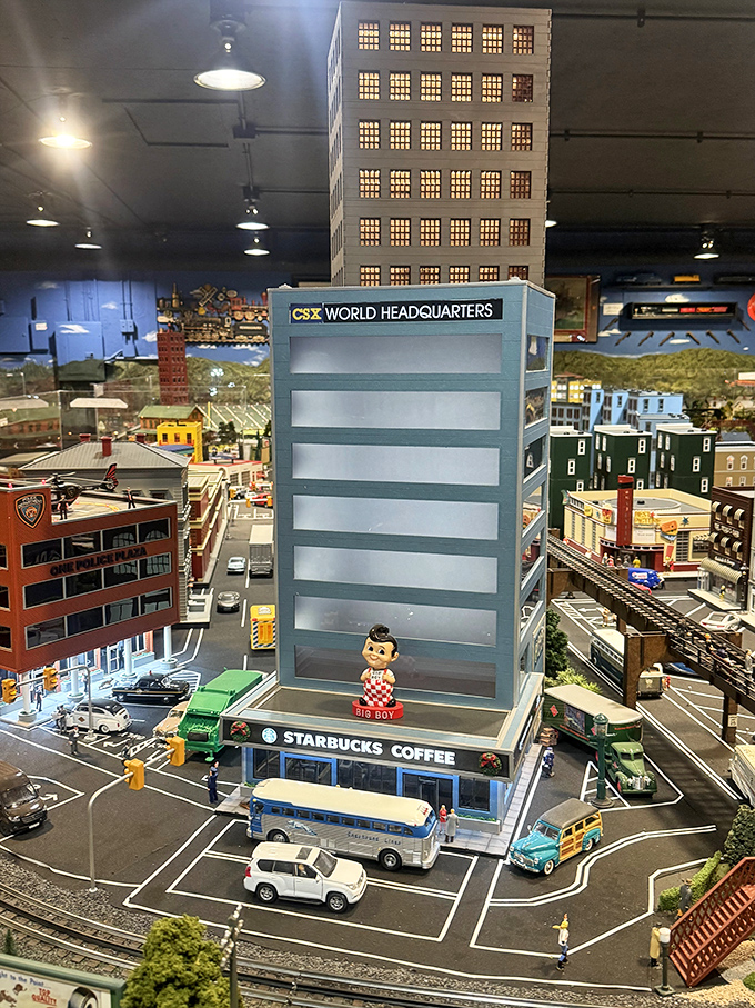 Even corporate America gets the miniature treatment – complete with tiny Starbucks for the commuting inch-high executives.