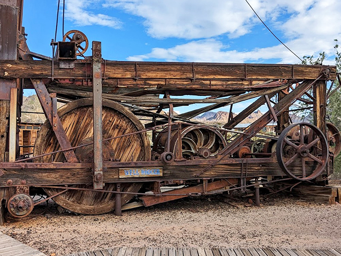 This massive cable tool drilling rig isn't just rusty metal &ndash; it's industrial poetry. Imagine the sweat and curses that powered this beast.