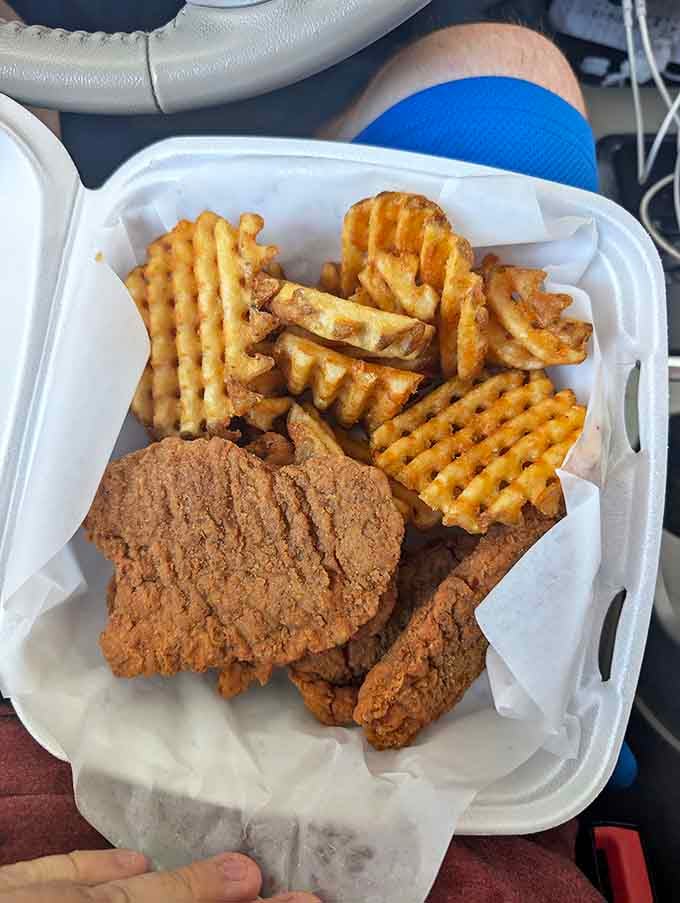 Golden-brown perfection that puts fast food chains to shame &ndash; Vince's chicken tenders and waffle fries deliver that satisfying crunch that keeps locals coming back decade after decade.