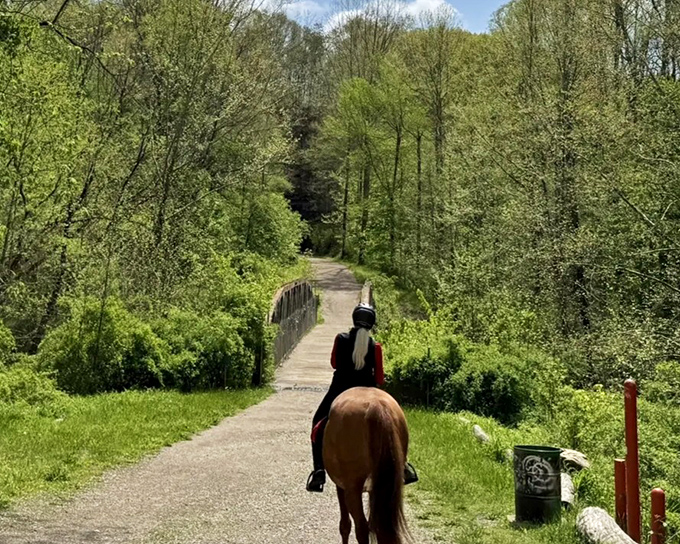 The trail offers perfect terrain for horseback riding, creating a connection to how travelers might have experienced this landscape centuries ago.