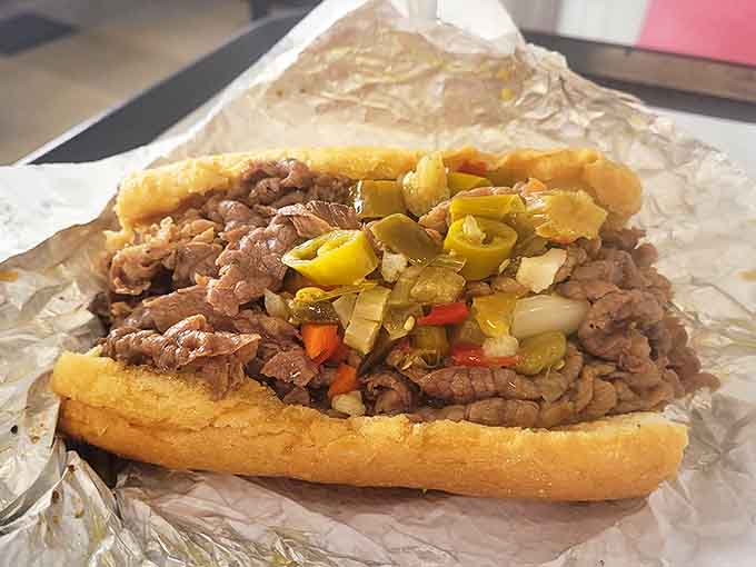 The Italian beef sandwich is a glorious, messy masterpiece that requires extra napkins and zero regrets about your life choices.
