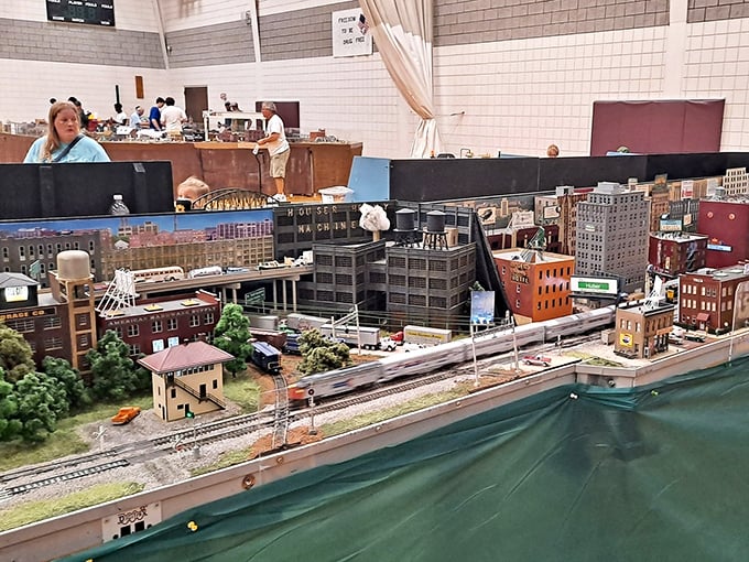 You can explore a miniature world of wonder and marvel at the intricate details of this impressive model train layout.