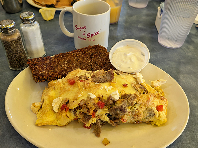 Their legendary omelets come paired with a slice of goetta &ndash; that crispy-outside, tender-inside Cincinnati specialty that defies description.