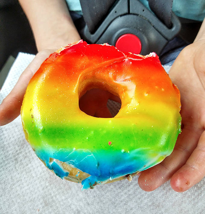 This rainbow donut isn't just food &ndash; it's edible optimism. Each bite delivers a technicolor promise that today might just be extraordinary.