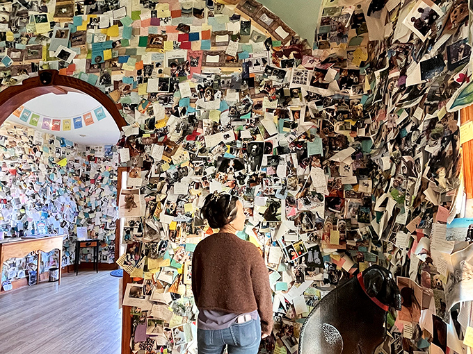 Every inch of wall space tells stories of beloved companions, their photos and memories preserved in this sanctuary of love.