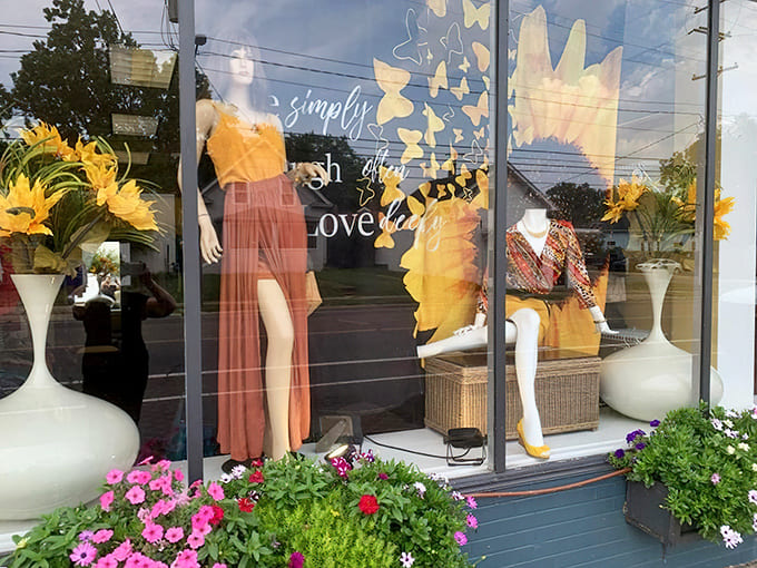 Window shopping takes on new meaning with these stylish displays. Who knew thrifted fashion could look so magazine-worthy?