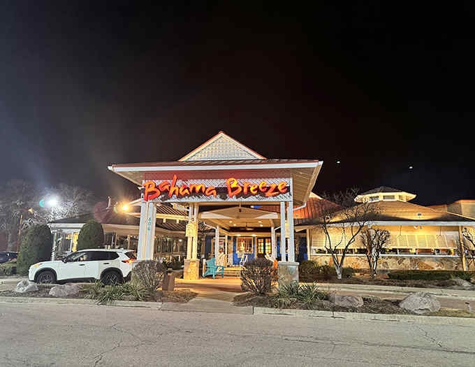 Bahama Breeze welcomes hungry travelers with its island-inspired entrance, promising Caribbean flavors and vacation vibes without the airfare.