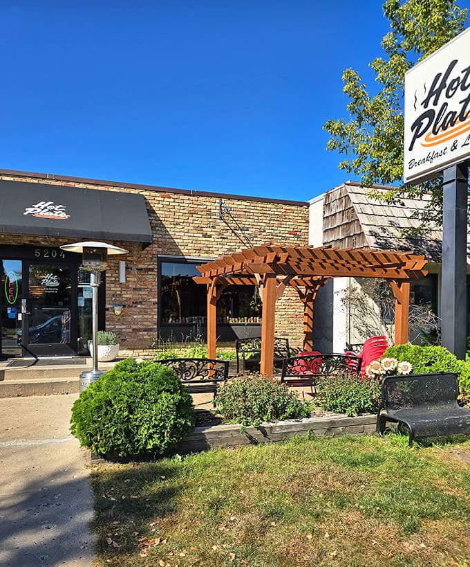 The cozy outdoor seating area is perfect for enjoying breakfast on a beautiful Minnesota morning.