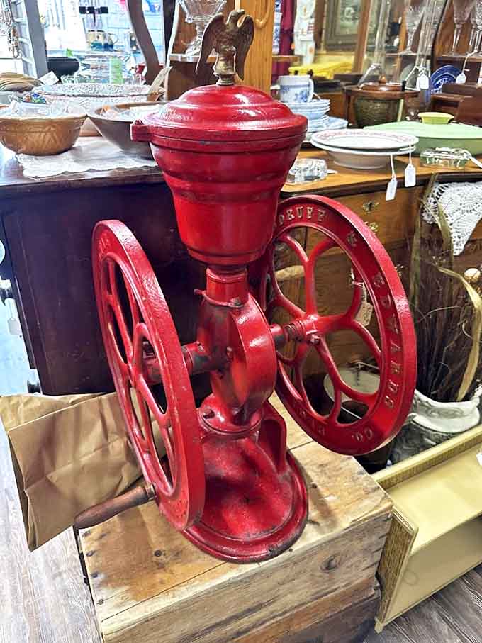 Before single-serve pods and digital timers, this crimson beauty transformed beans into morning magic with nothing but elbow grease.