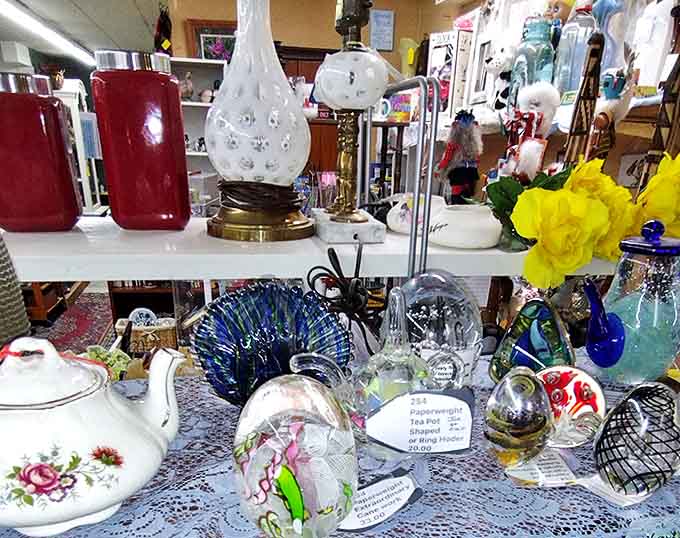 Grandmother's china cabinet has nothing on this glittering display of vintage glassware &ndash; each piece a survivor of decades of changing tastes.
