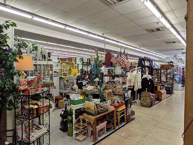 Every aisle offers a new adventure, with meticulously arranged vignettes that tell stories of American domestic life across generations.