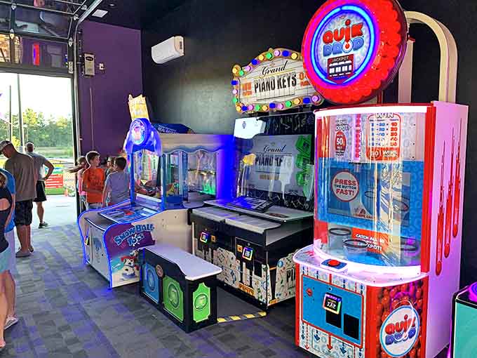 Arcade area: Where quarters disappear faster than dad's patience, but the ticket-to-prize conversion rate creates economic lessons no classroom could match.