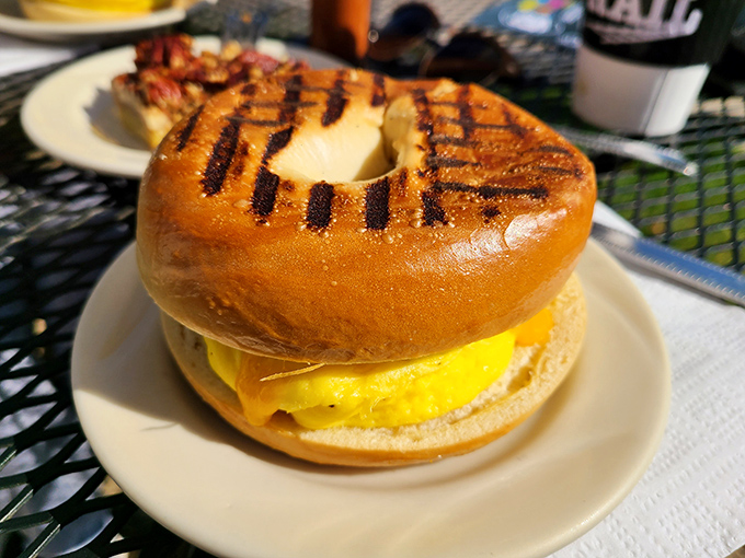 Breakfast perfection on a bagel &ndash; golden, grilled, and guaranteed to make your morning commute worthwhile.