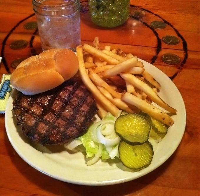 Juicy, flavorful, and cooked to perfection &ndash; the buffalo burger arrives open-faced to showcase its impressive size and quality ingredients.
