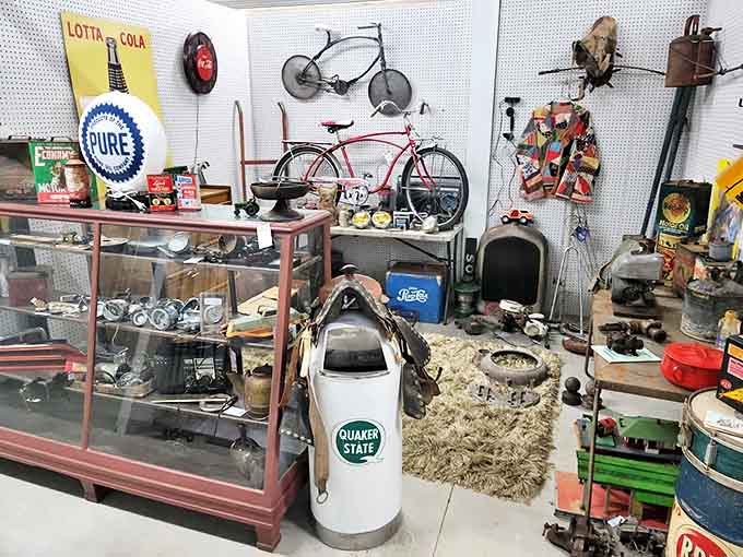 From vintage Schwinn to antique Pepsi signs, this corner captures the essence of mid-century American recreation and refreshment.