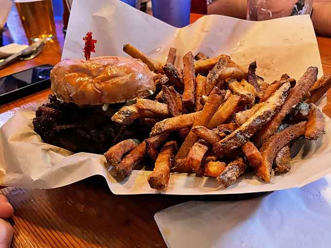 A Blucy with a side of perfectly crispy fries proves that sometimes the classics are classic for a reason.