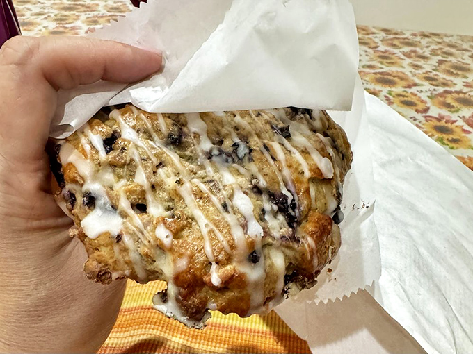 Not the dry, crumbly disappointment that haunts coffee shops nationwide, but a moist miracle drizzled with sweet surrender.