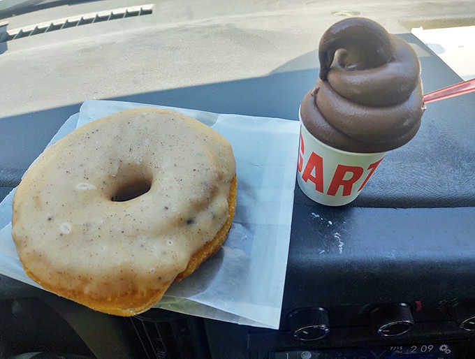 The ultimate power couple: a brown butter donut alongside brown butter soft serve. Together, they're greater than the sum of their parts.