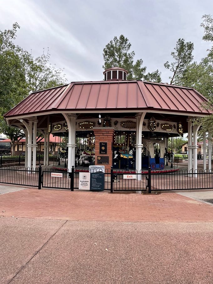 The park's historic carousel pavilion houses vintage hand-carved animals that have been giving riders the spins for generations.
