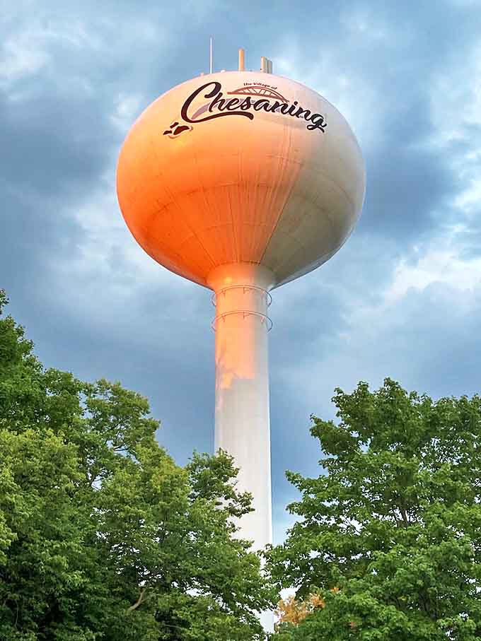 That water tower again, this time catching the sunset glow, proving that even utilitarian infrastructure can be beautiful when the light hits just right.