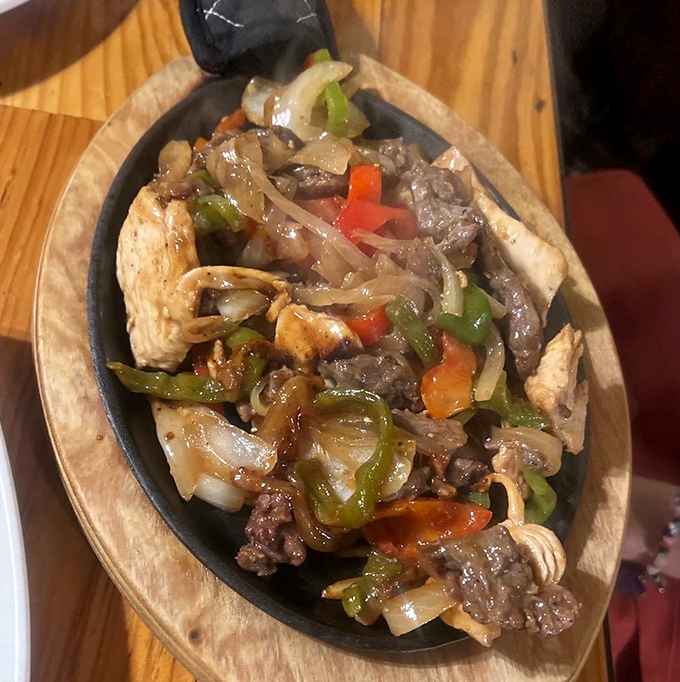 The combo fajitas offer the best of both worlds &ndash; tender chicken and perfectly cooked beef sharing the stage with caramelized vegetables.