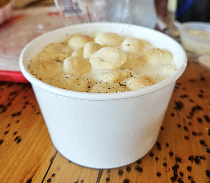 New England clam chowder that puts all others to shame – creamy, packed with clams, and topped with oyster crackers for the perfect crunch.