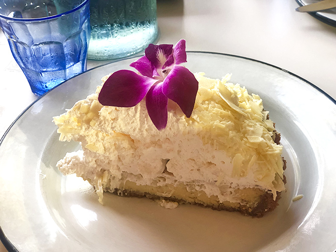 Key lime pie that makes time stand still – coconut flakes, chantilly cream, and that perfect sweet-tart balance that defines Florida's signature dessert.
