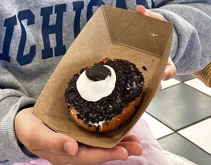 Cookie Donut: Cookies and cream reimagined in donut form. That perfect Oreo crumble provides just enough textural contrast to make each bite more exciting than the last.