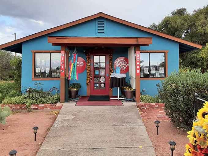 Desert Dancer's bright blue exterior and festive decorations signal that good times and cold beverages await inside.