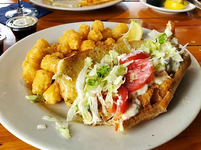 This sandwich comes loaded with enough toppings and tater tots to qualify as a full meal and then some.