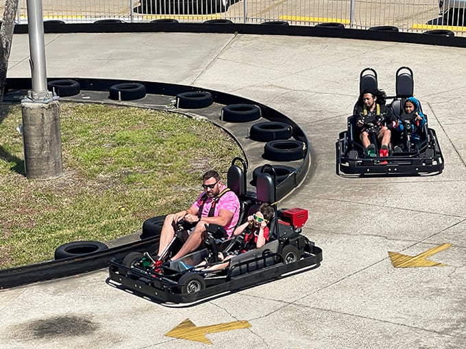 Double karts: where backseat driving becomes front-seat arguing and couples test the true strength of their relationships.
