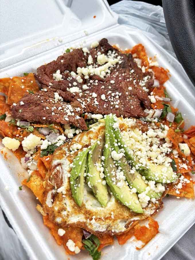 Chilaquiles that look this good should probably come with a warning label about causing extreme food envy at neighboring tables.