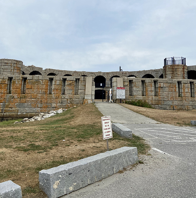 Fort Baldwin's imposing entrance stands as a portal between eras, inviting modern explorers to step back into America's military past.