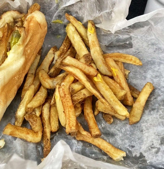 These aren't just any fries &ndash; they're Gene and Jude's fresh-cut potatoes, fried to golden perfection and destined to accompany their famous dogs.