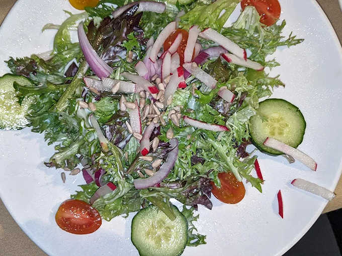 6. garden saladaEven the garden salad gets the star treatment &ndash; crisp, colorful, and proof that vegetables can be more than just a healthy obligation.