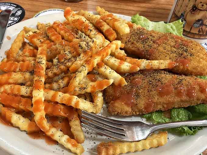 Golden fish and chips bring British pub culture to Ohio, complete with crispy batter and those addictive waffle fries again.
