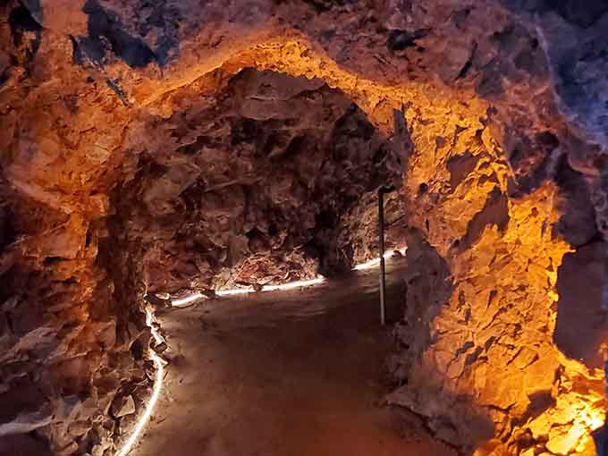 Walkways guide visitors safely through the caverns, because wandering off-trail would be a really bad idea down here.