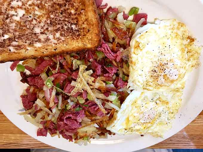 Corned beef hash with perfectly cooked eggs shows why some dishes never go out of style, no matter what food trends come along.
