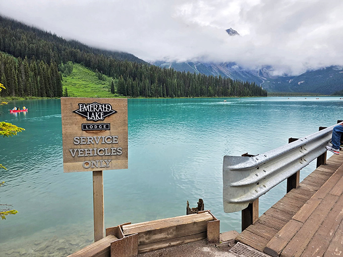 Emerald Lake Lodge beckons with its turquoise waters so impossibly vibrant they look Photoshopped by Mother Nature herself.