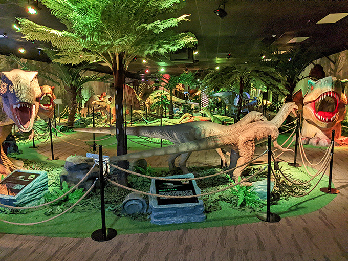 The indoor exhibit brings prehistoric times to life with startlingly realistic models that make you grateful for that extinction asteroid.
