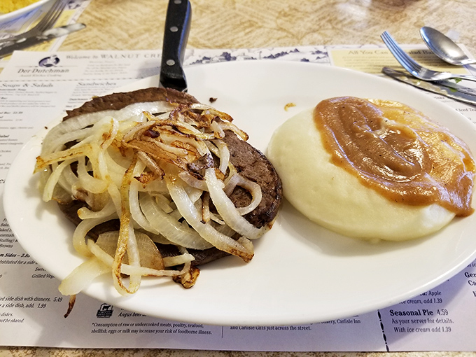 Liver and onions with mashed potatoes – grandma's favorite dish elevated to an art form that might convert even the skeptics.