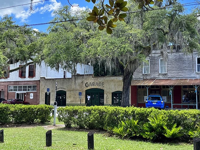 This isn't just any garage&mdash;it's a Micanopy garage, where even the most utilitarian buildings maintain their historic charm and character.