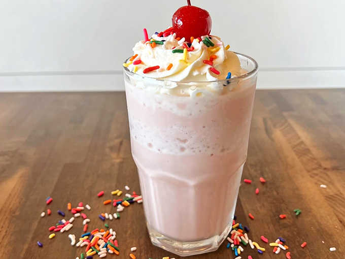 Whipped cream, sprinkles, and childhood nostalgia &ndash; this strawberry creation brings playfulness to the serious business of smoothie crafting.