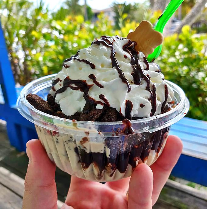 The legendary Mud Pie creation combines chocolate decadence with Oreo chunks and nuts &ndash; dessert architecture at its finest.