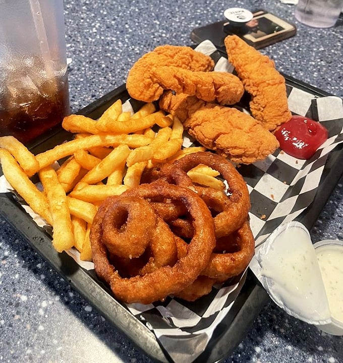 Golden-fried perfection that would make Saturn jealous &ndash; crispy halos and tender chicken that disappear faster than UFO sightings.