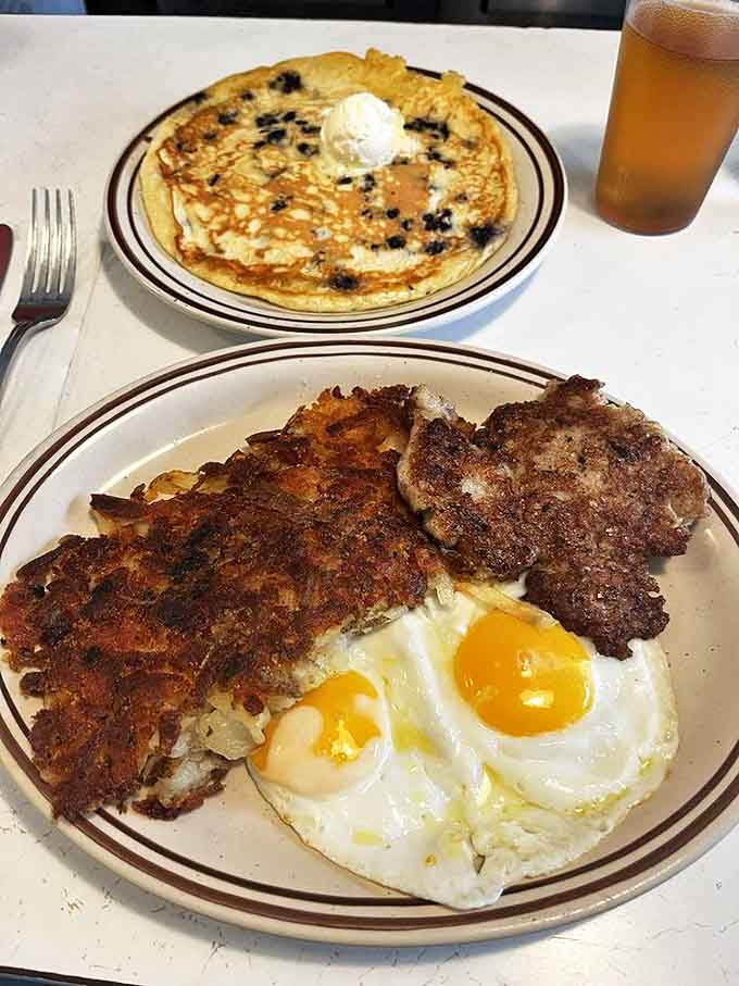 The breakfast special that's fueled Minneapolis mornings for generations &ndash; eggs, hash browns, and sausage in perfect harmony.